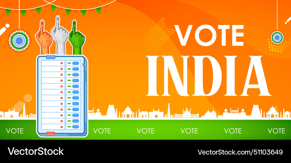Indian people hand with voting sign showing Vector Image