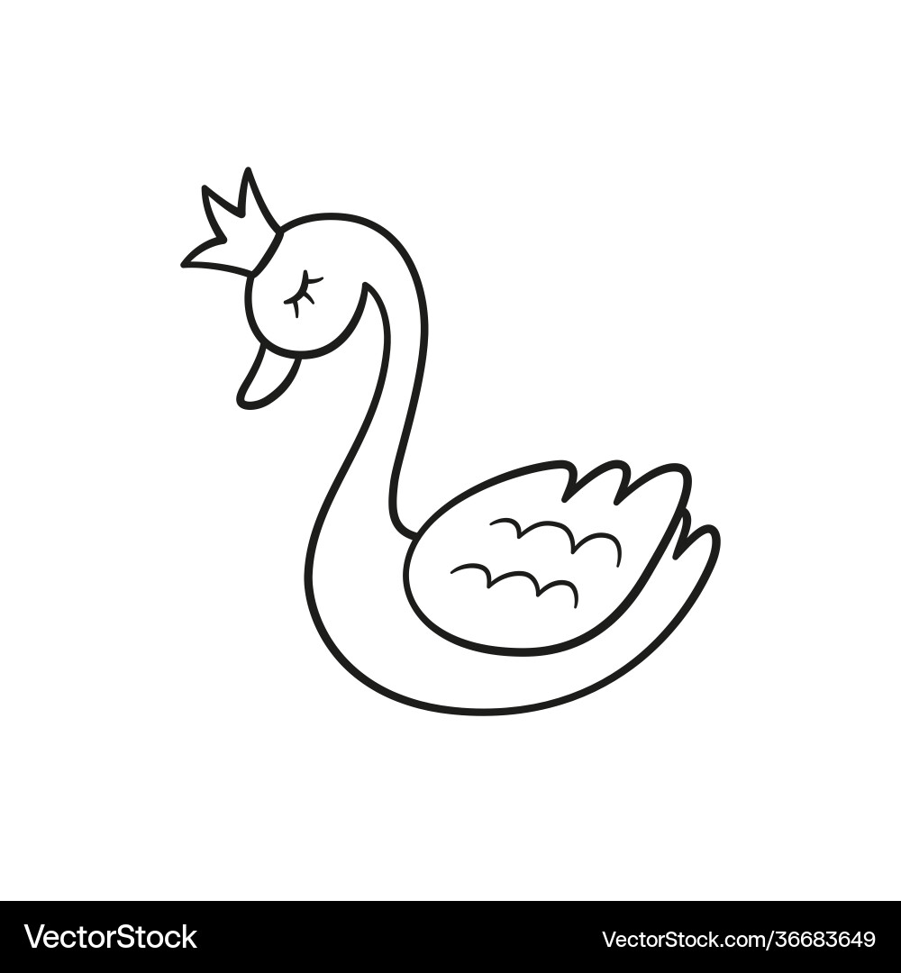 Little princess swan with crown isolated Vector Image