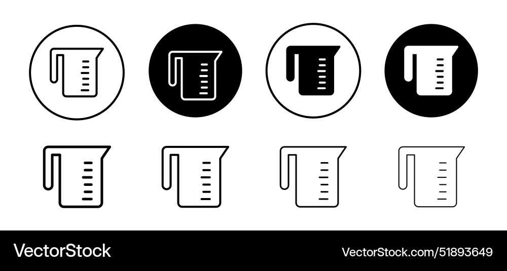 Measuring cup icon set collection Royalty Free Vector Image