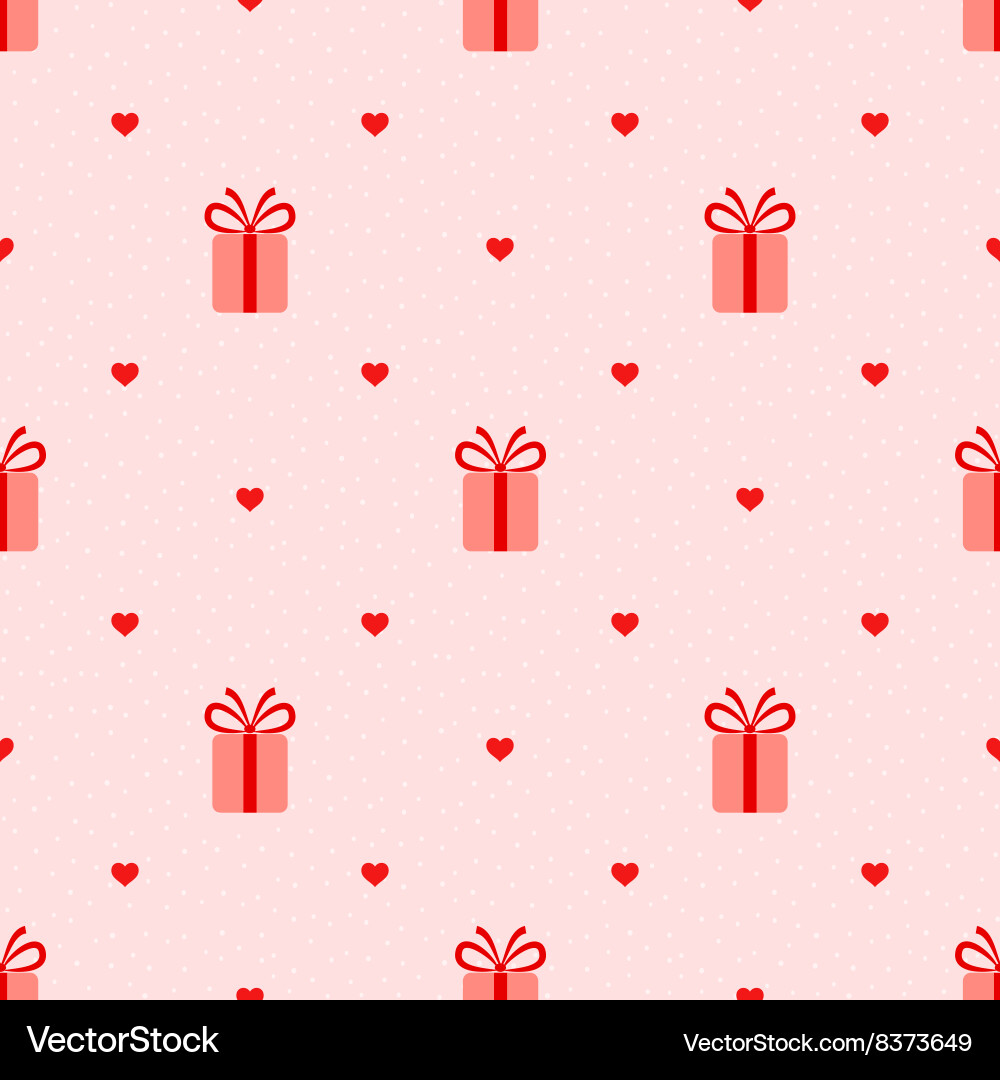 Pink Gift Heart Seamless Pattern Royalty Free Vector Image