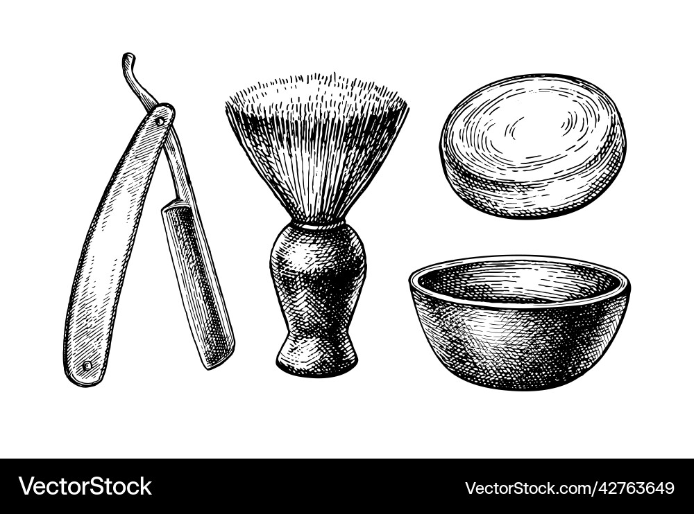 Vintage shaving accessories set Royalty Free Vector Image