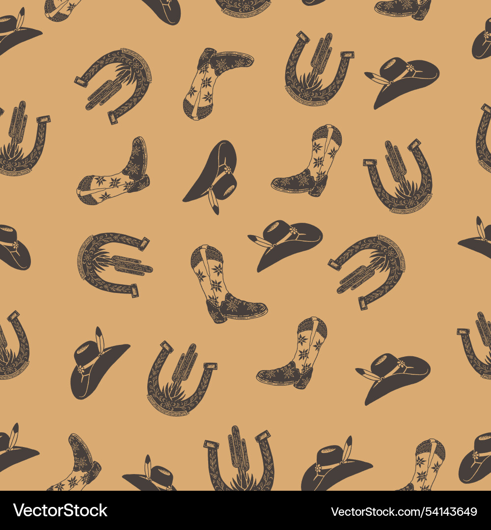 Western cowboy seamless pattern Royalty Free Vector Image
