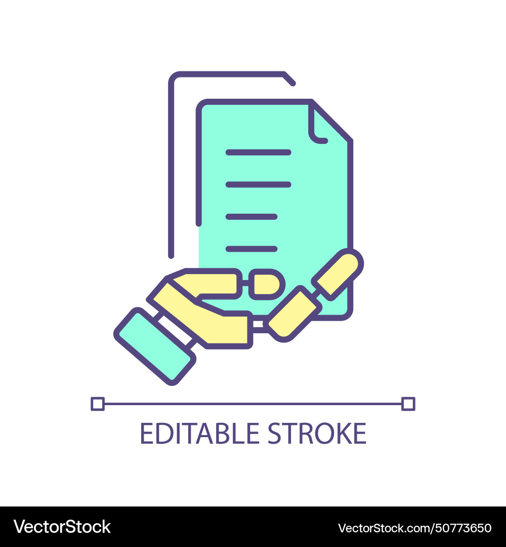 Ai document processing rgb color icon Royalty Free Vector