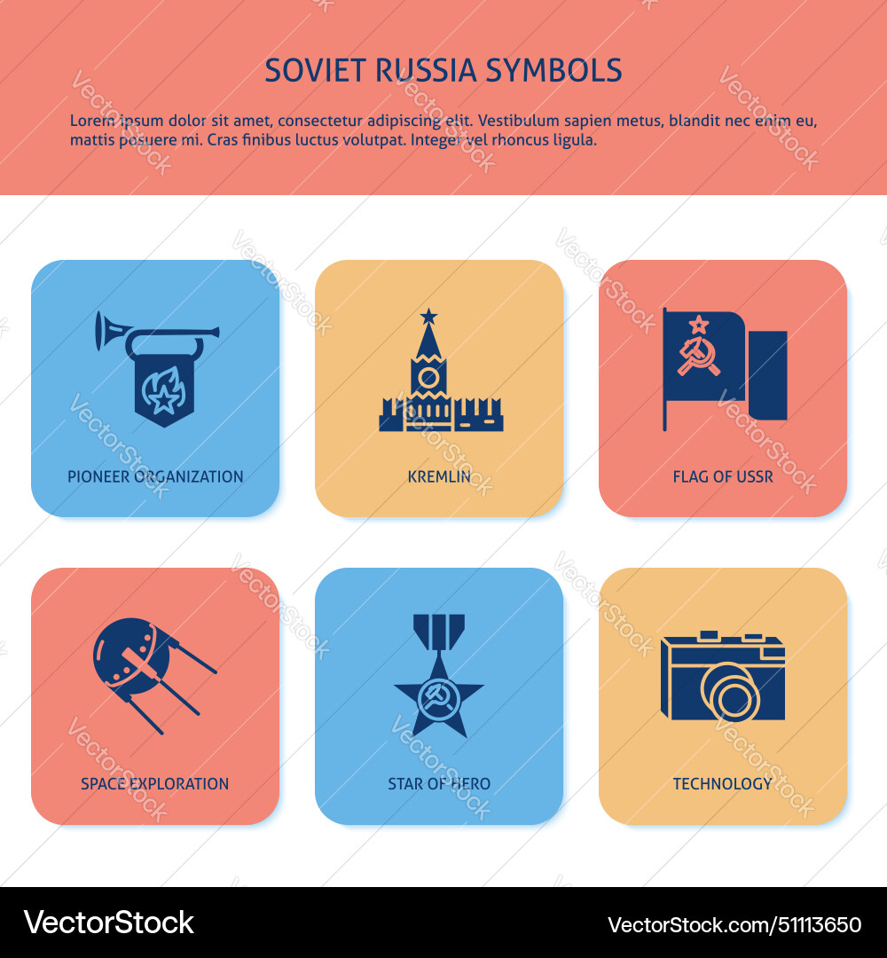 Banner with soviet russia symbols Royalty Free Vector Image