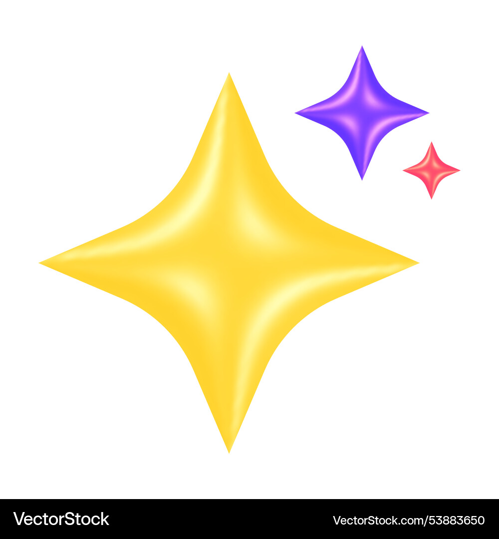 Bright glossy 3d stars on a white background Vector Image