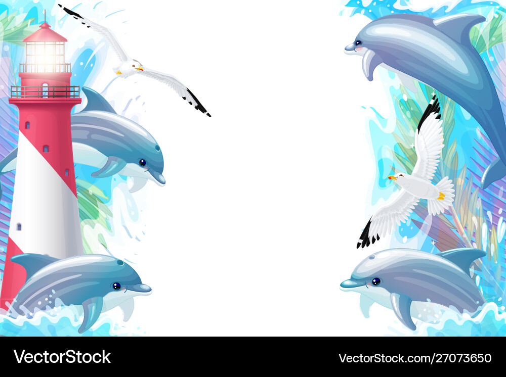 Cartoon sea border background Royalty Free Vector Image
