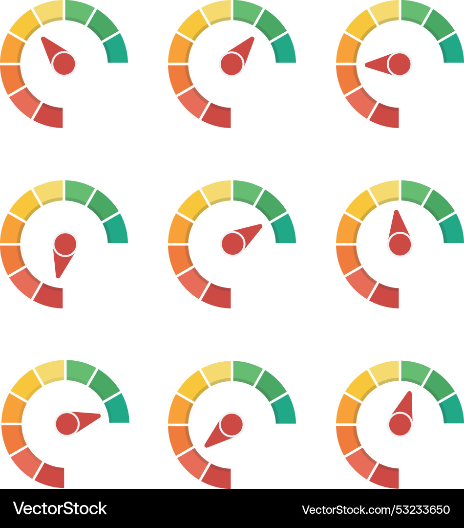 Flat feedback gauge and rating meter speedometer Vector Image