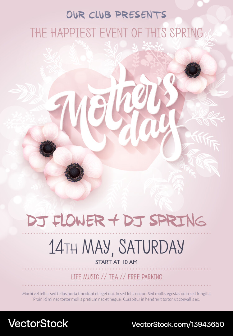 Hand drawn mothers day event poster Royalty Free Vector