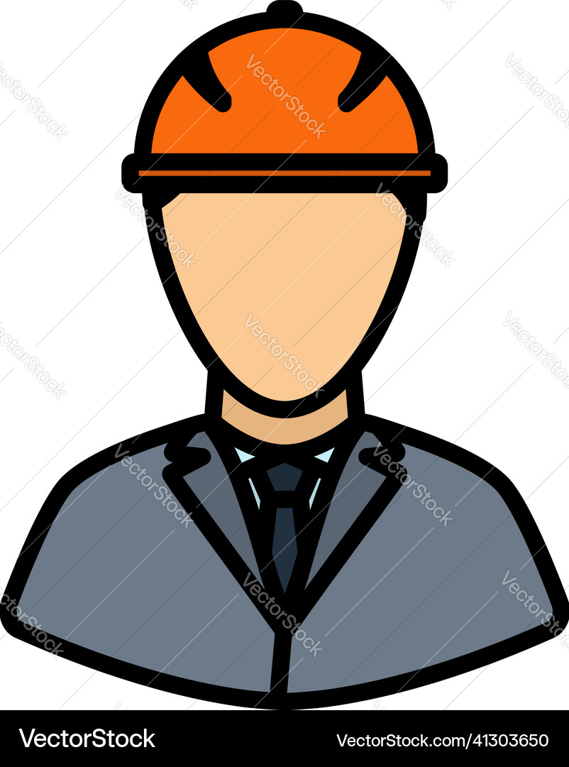 Icon of construction worker head in helmet Vector Image