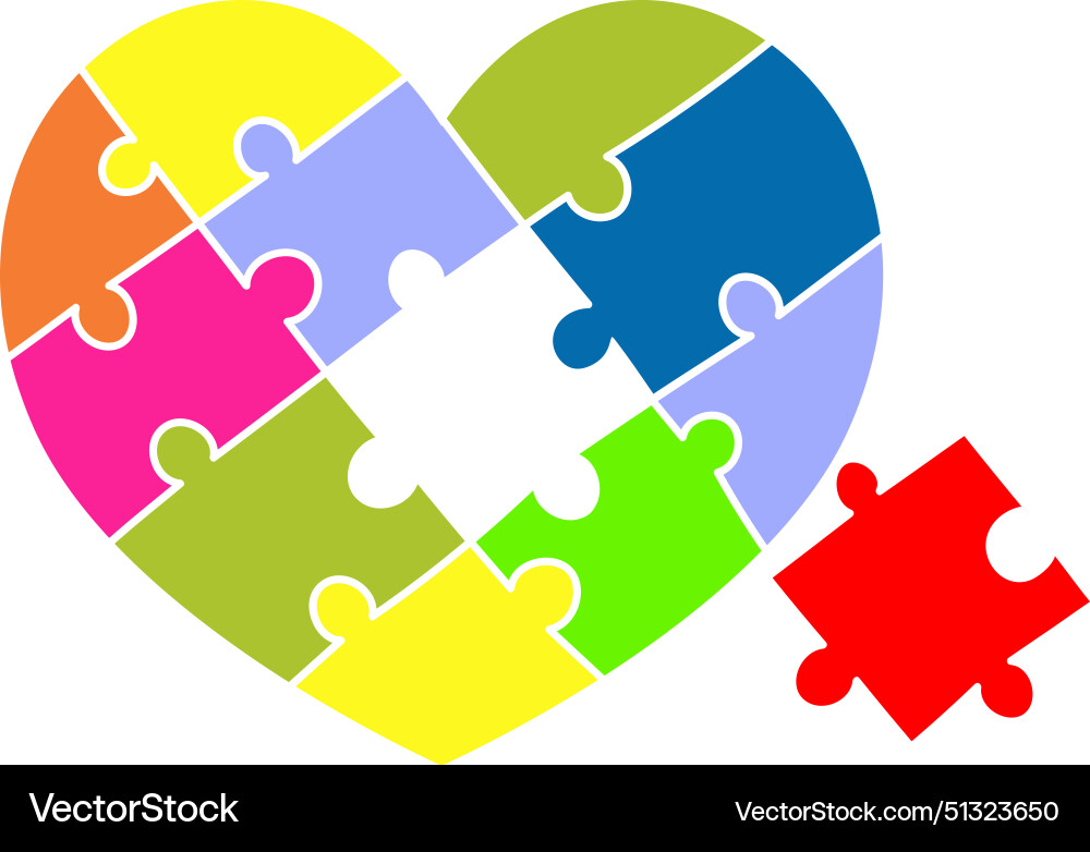 Puzzle colorful heart shaped flat design Vector Image