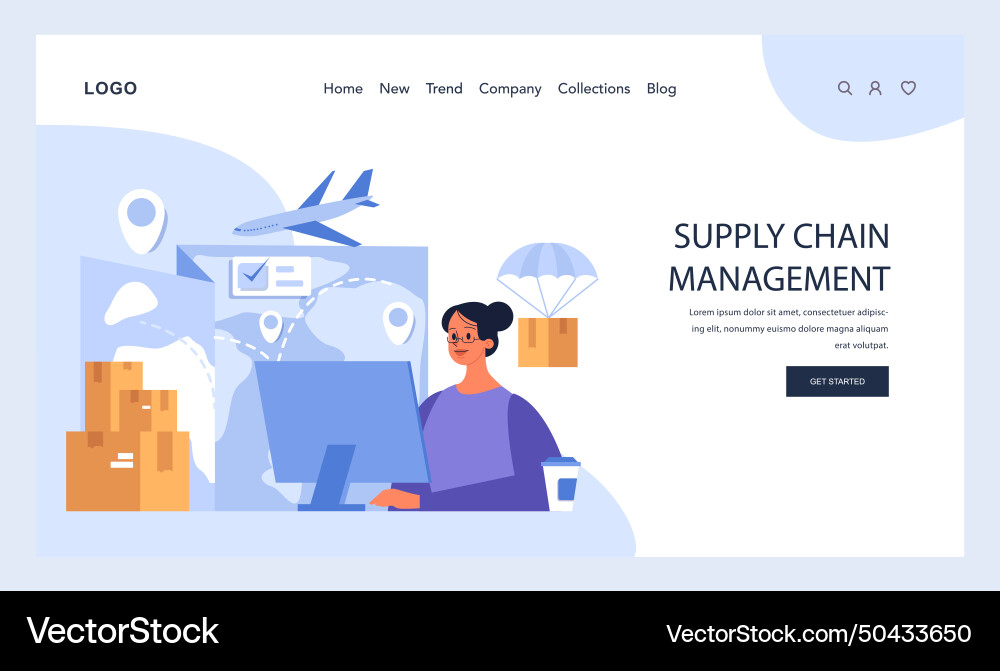 Supply chain management concept flat Royalty Free Vector