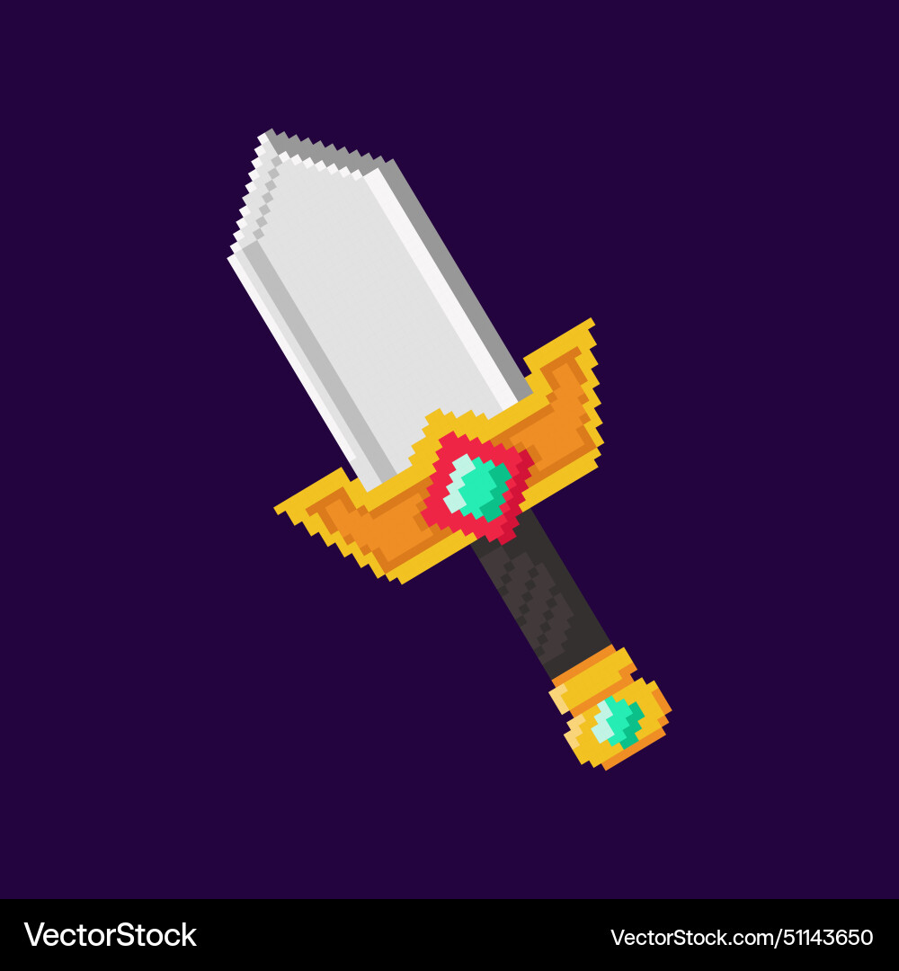 Sword with pixel art design Royalty Free Vector Image