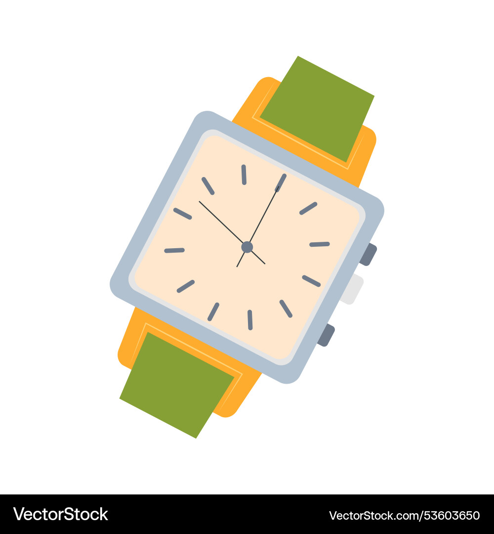 Wrist watch with strap in flat design clock Vector Image