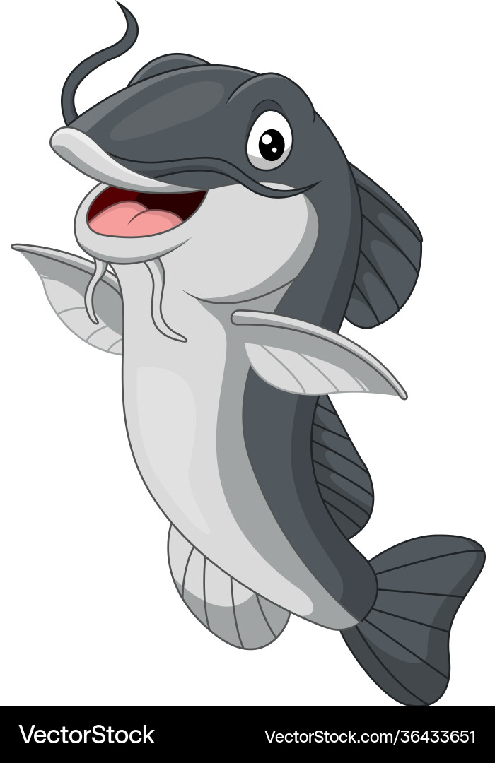 Cartoon happy catfish on white background Vector Image
