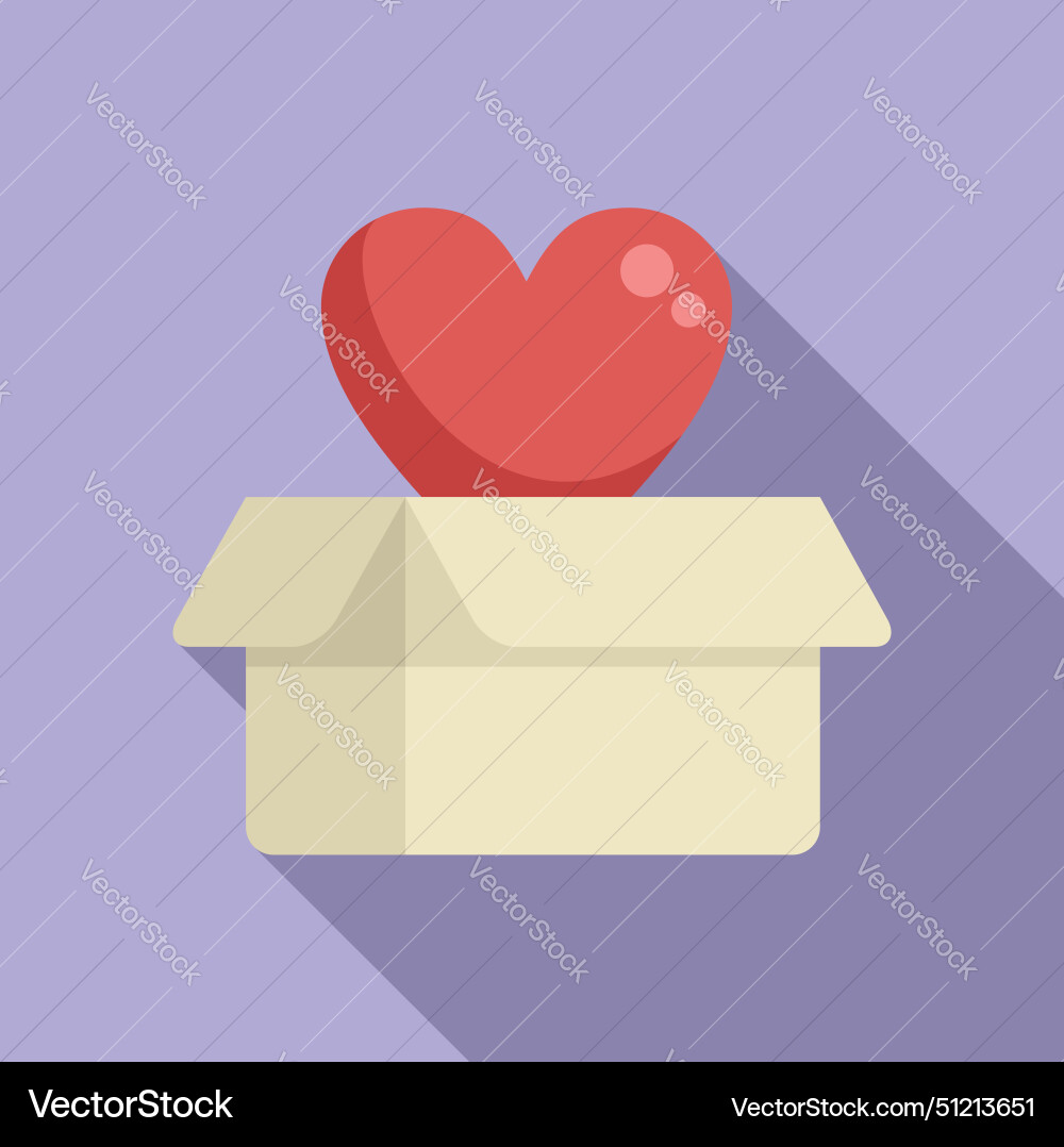Donation heart box icon flat charity Royalty Free Vector