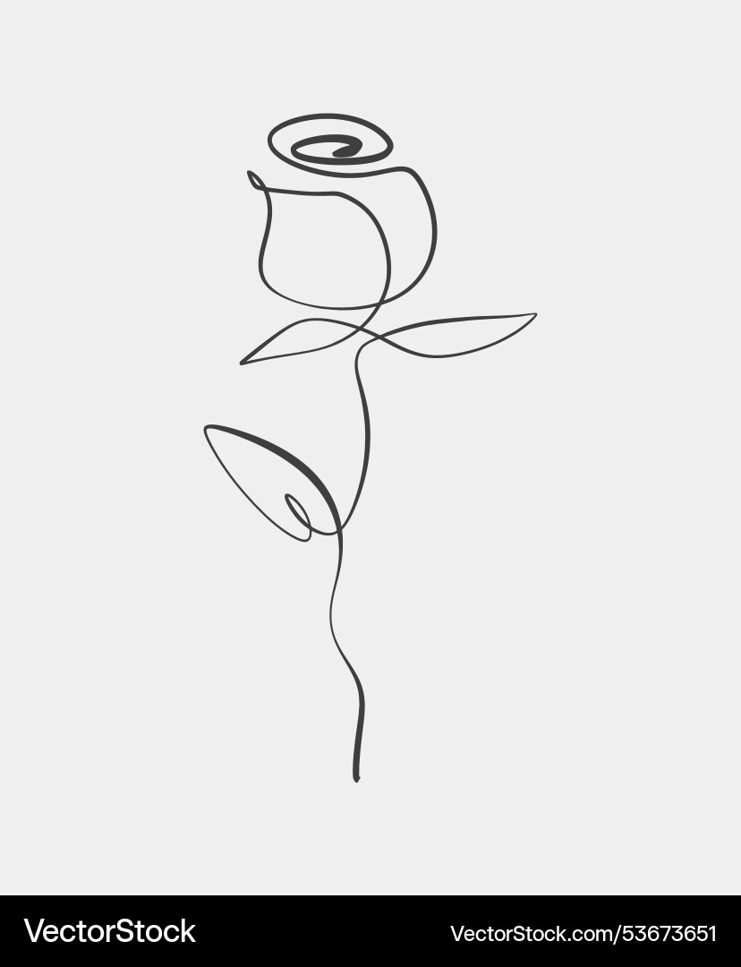 Elegant One-Line Rose Royalty Free Vector Image