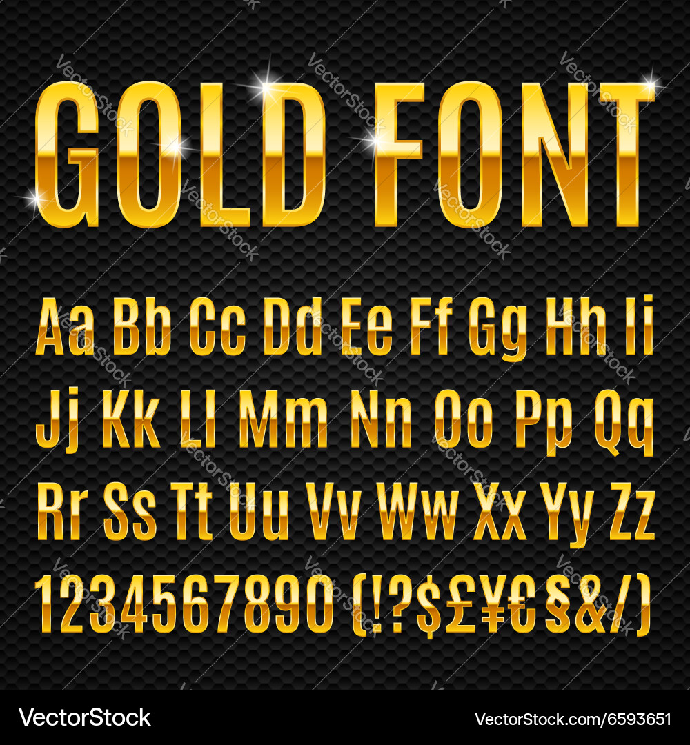 Golden font Royalty Free Vector Image - VectorStock
