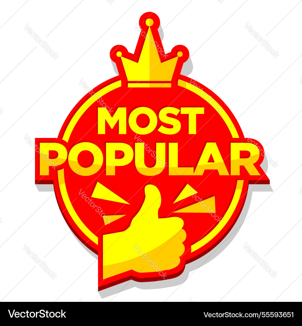 Most popular banner with crown Royalty Free Vector Image