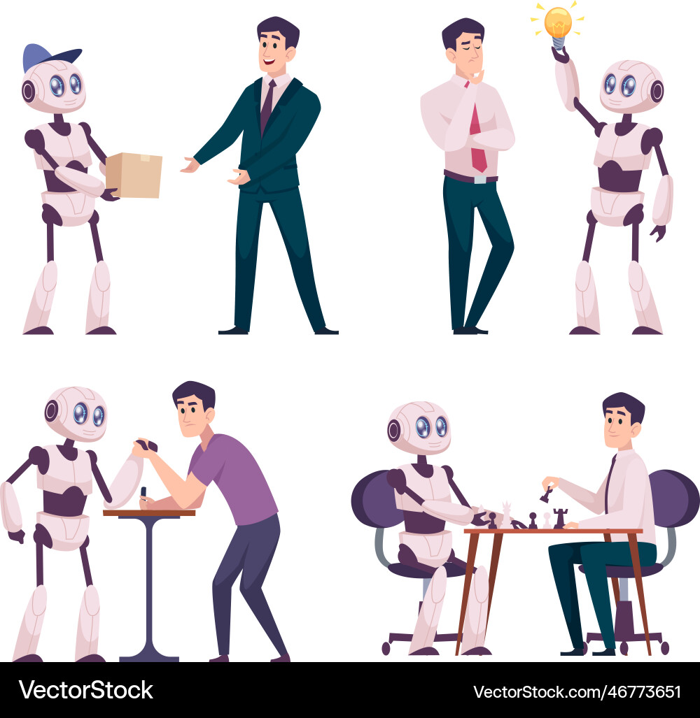 Robots & Business Collaboration Royalty Free Vector