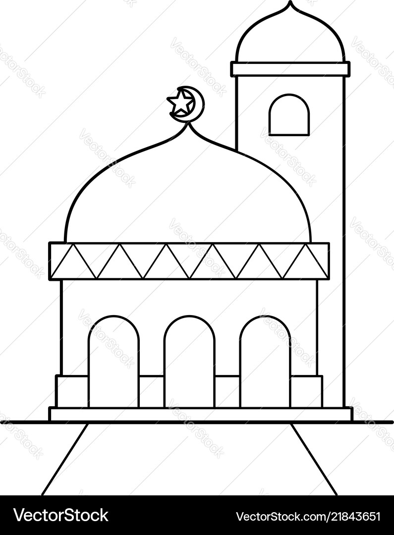 Simple mosque cartoon Royalty Free Vector Image