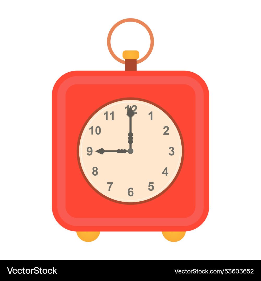 Alarm clock in flat design retro red timer Vector Image
