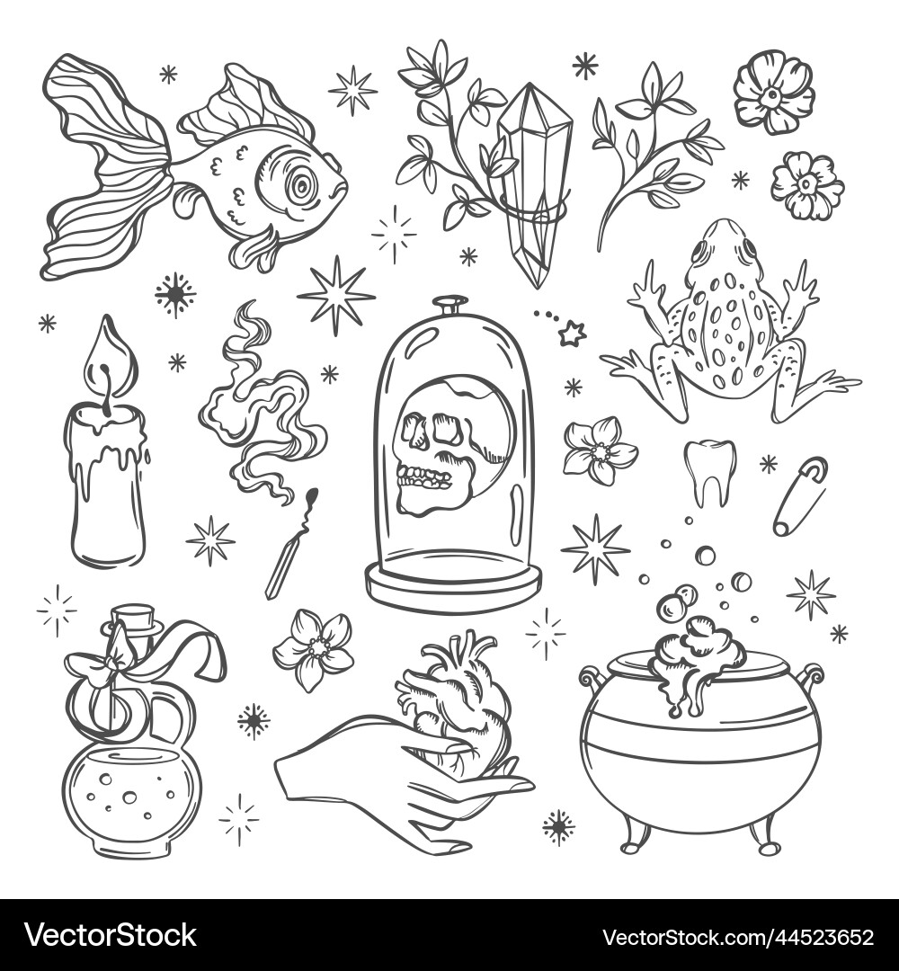 Esoteric symbols monochrome witchcraft element Vector Image