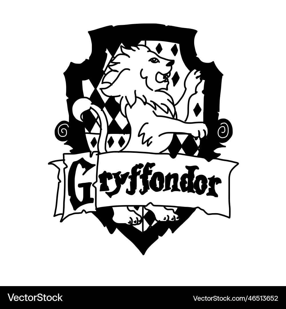 Harry potter gryffindor logo in cartoon doodle Vector Image