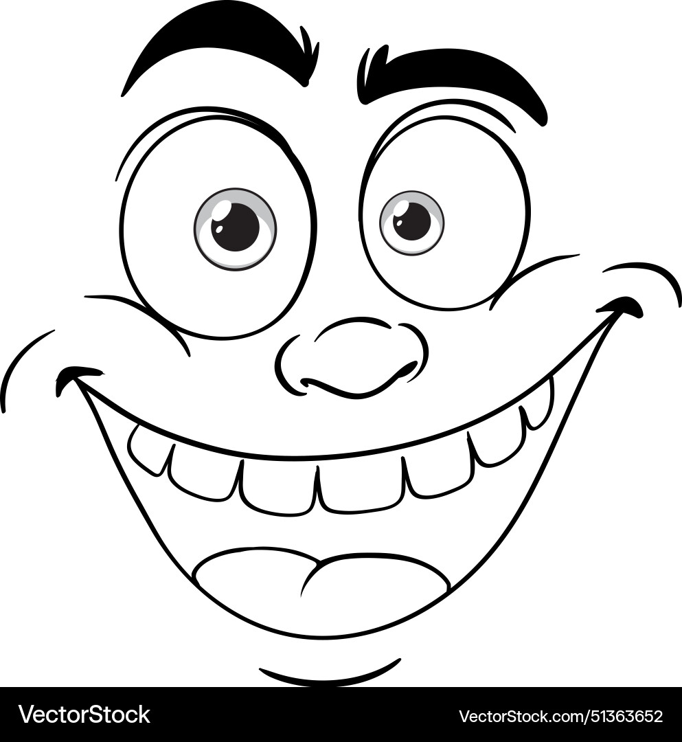 Smiling cartoon face with wide eyes Royalty Free Vector