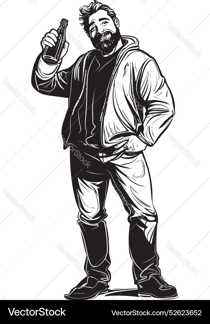 Tipsy tenderness graphics of a drunken man Vector Image