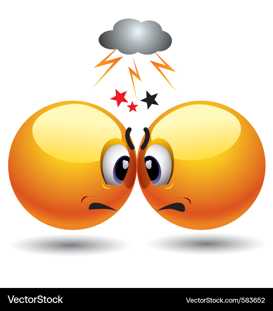 Two Smiley Faces Conflict Royalty Free Vector Image