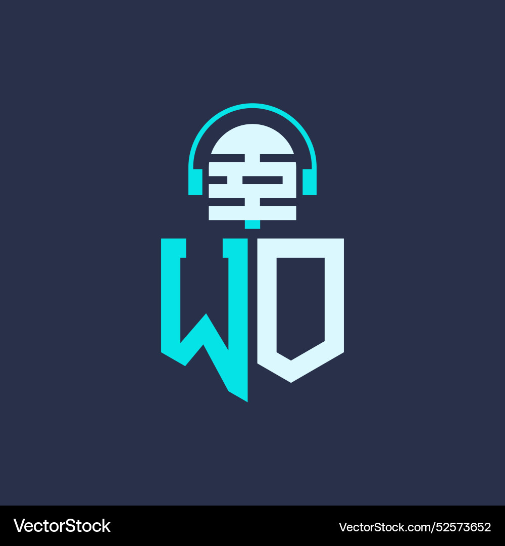 Wo microphone logo design for audio music Vector Image
