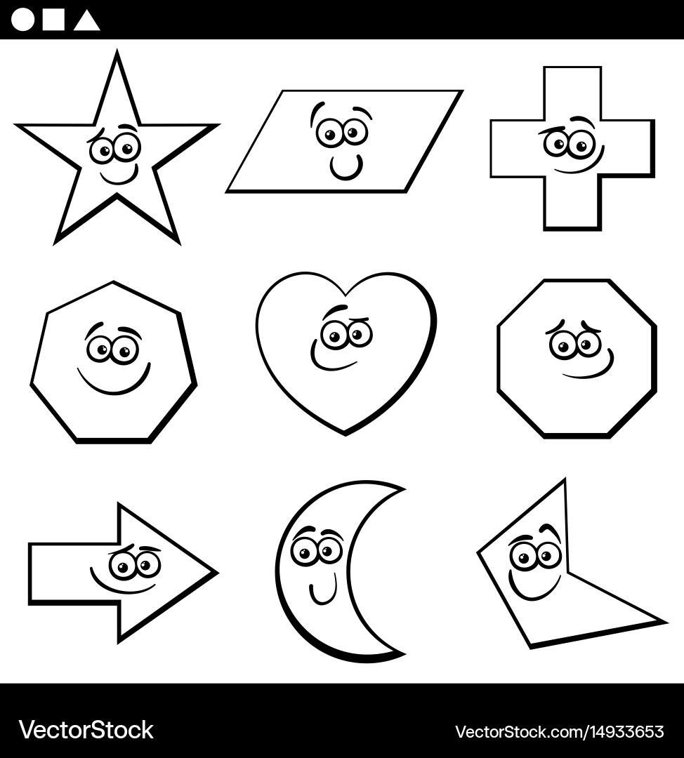 Basic geometric shapes colorng page Royalty Free Vector