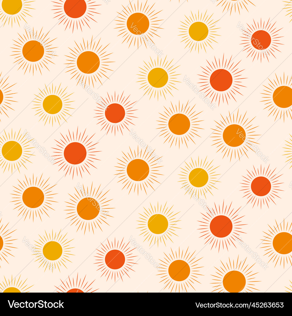 Colorful retro sun seamless pattern Royalty Free Vector
