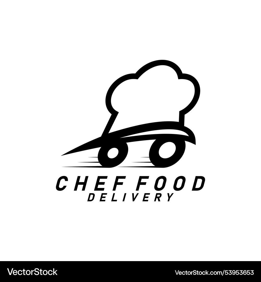 Food delivery chef line logo design Royalty Free Vector