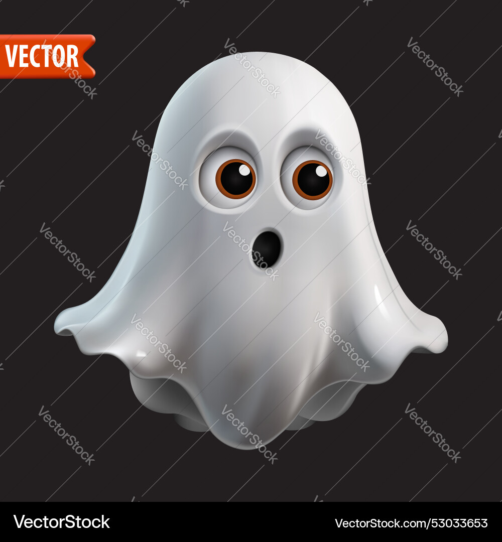 Halloween 3d cartoon ghost character with brown Vector Image