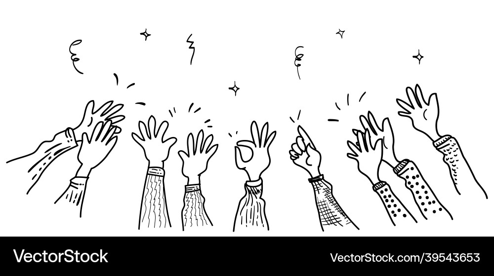 Hand drawn of hands clapping ovation applause Vector Image