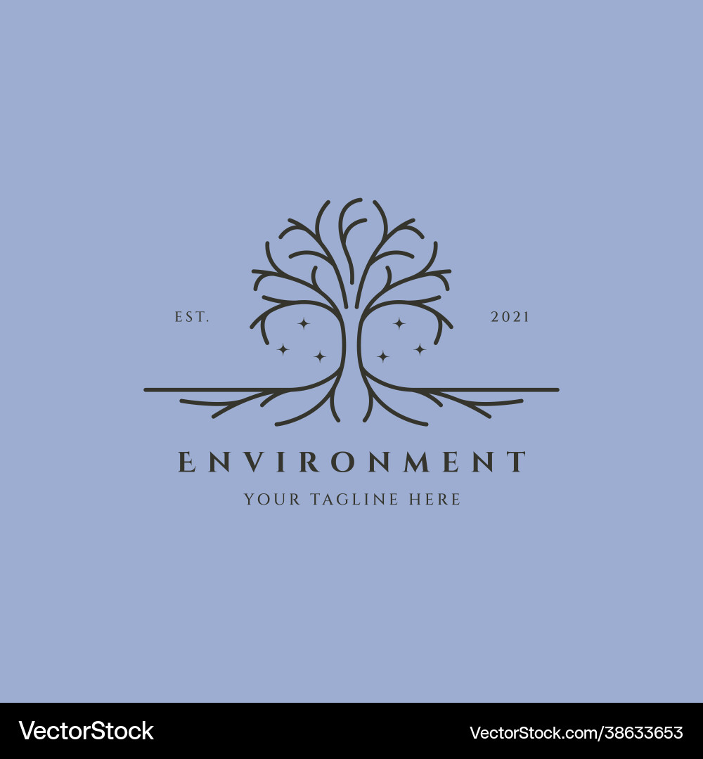 Line art tree logo symbol design Royalty Free Vector Image
