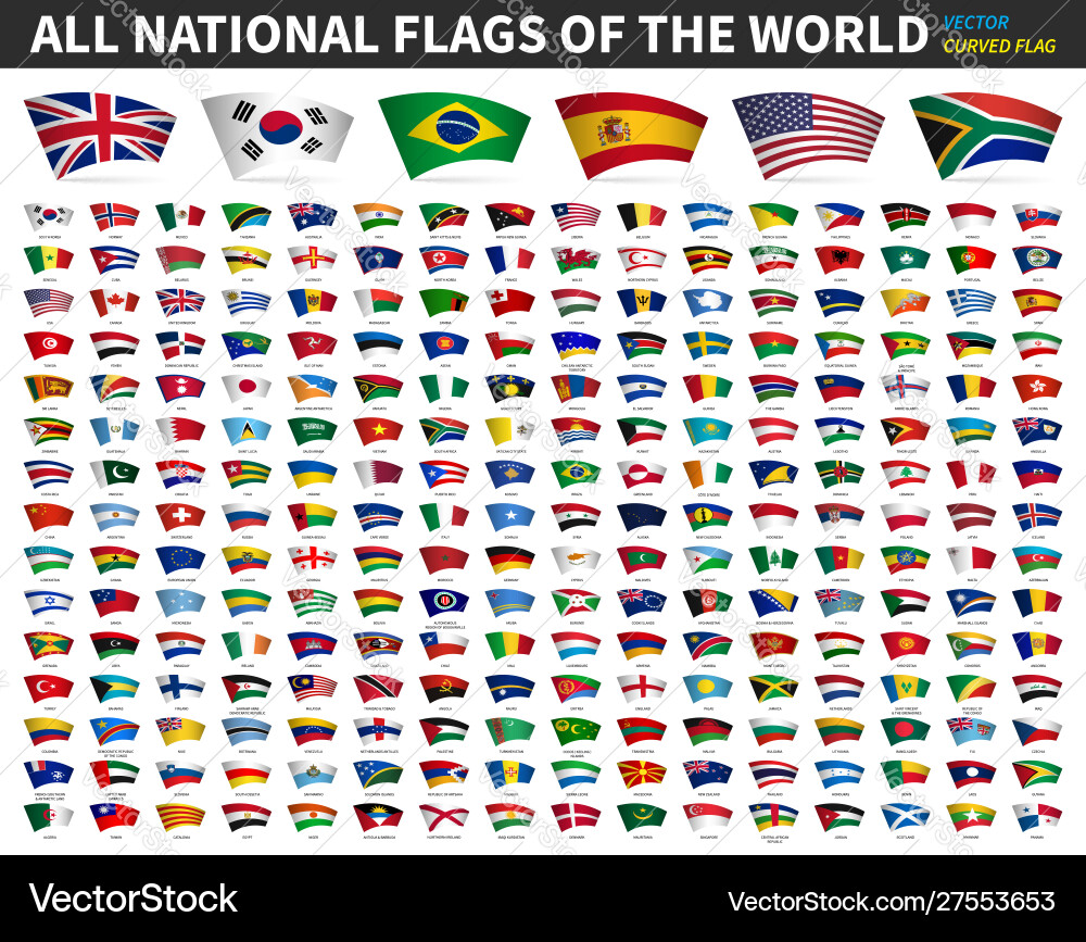 National Flags World - Curved Collection Vector Image
