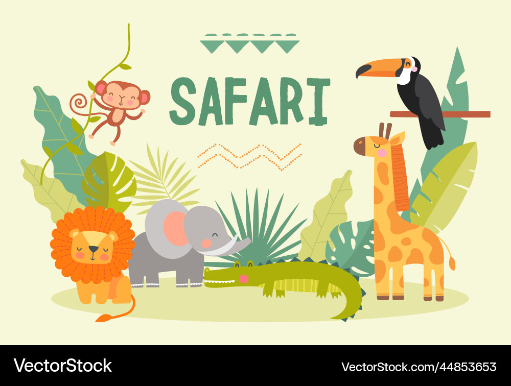 Safari Animals Poster Royalty Free Vector Image