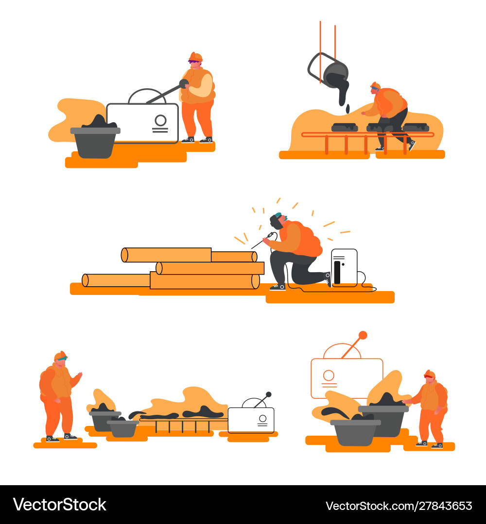 Steel Foundry Production Set Royalty Free Vector Image