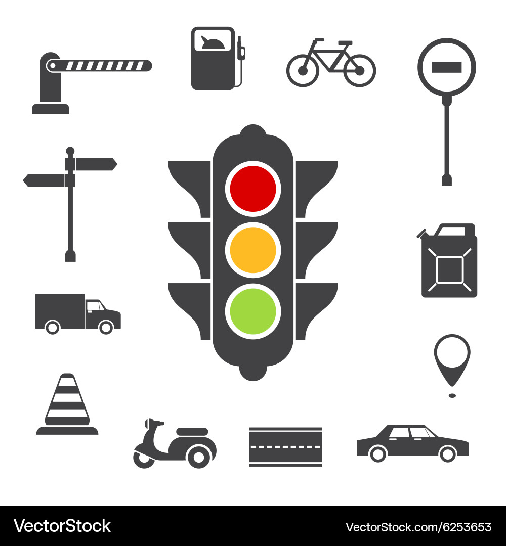 Traffic icons set Royalty Free Vector Image - VectorStock