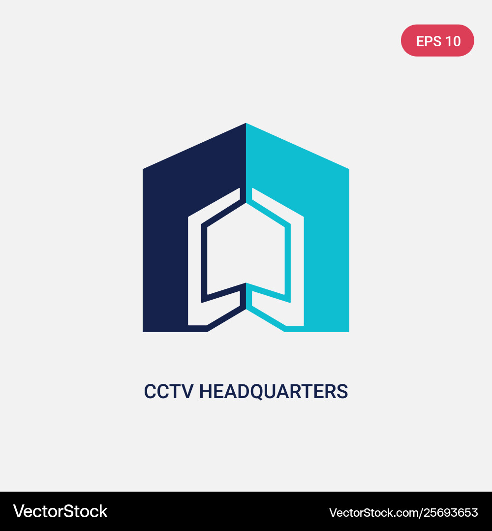 Two color cctv headquarters icon from asian Vector Image