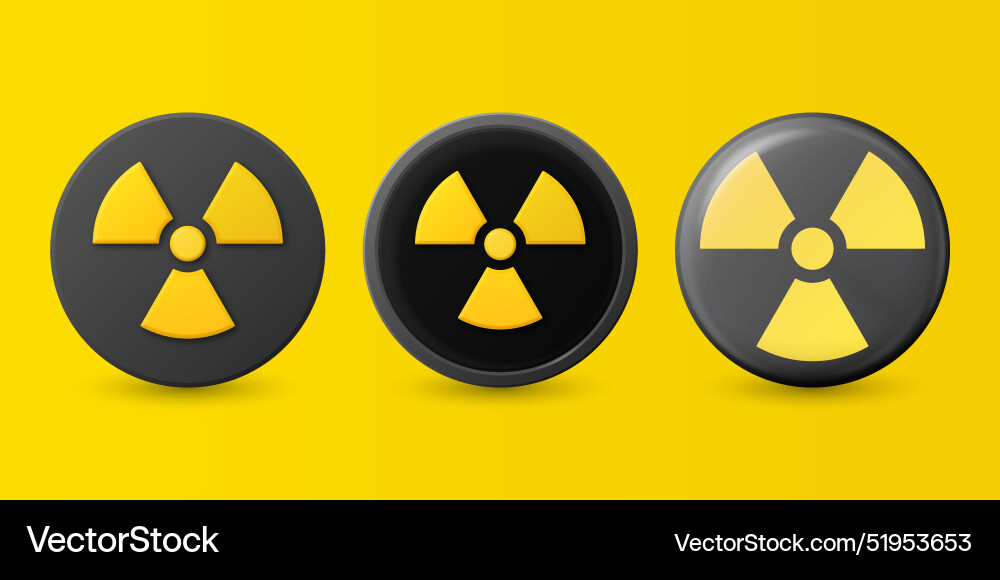 Yellow warning danger radiation sign icon set Vector Image