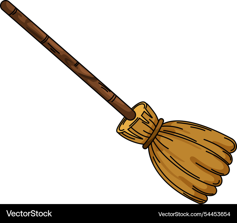 Broom outline white on background Royalty Free Vector Image