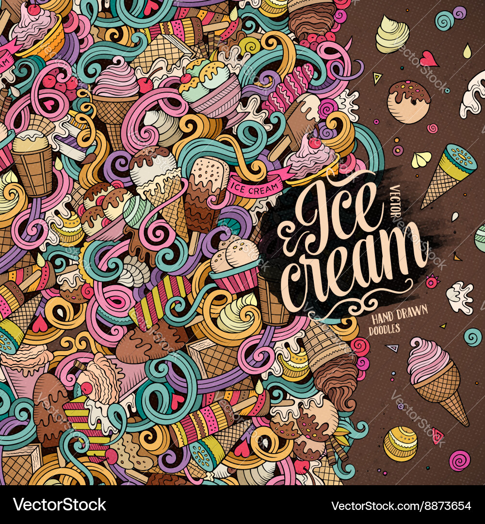 Cartoon handgezeichnete Doodles Eis Lizenzfreier Vektor