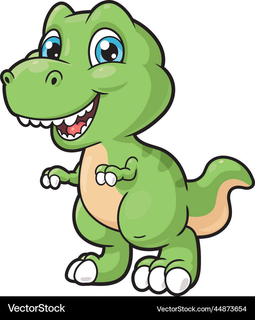 Cute baby t-rex character on white background Vector Image