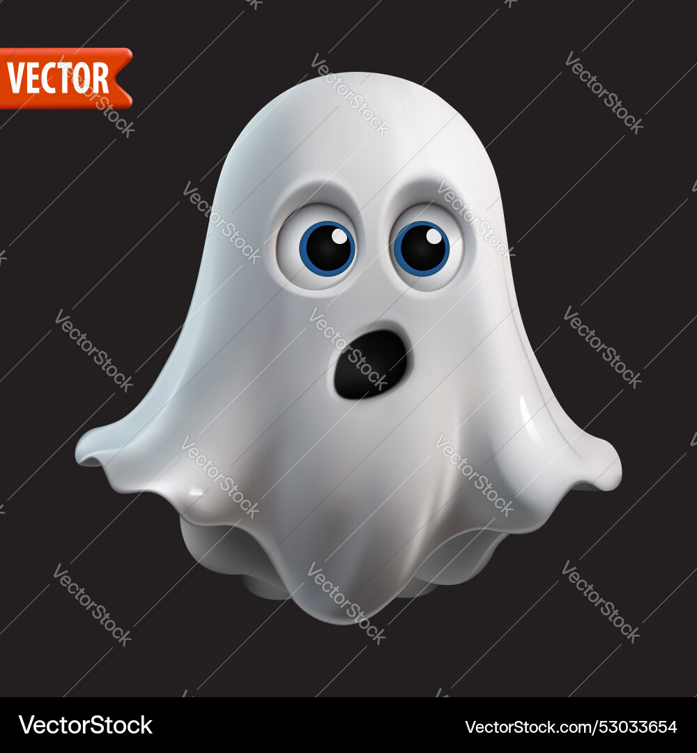 Realistic halloween 3d ghost with surprised Vector Image