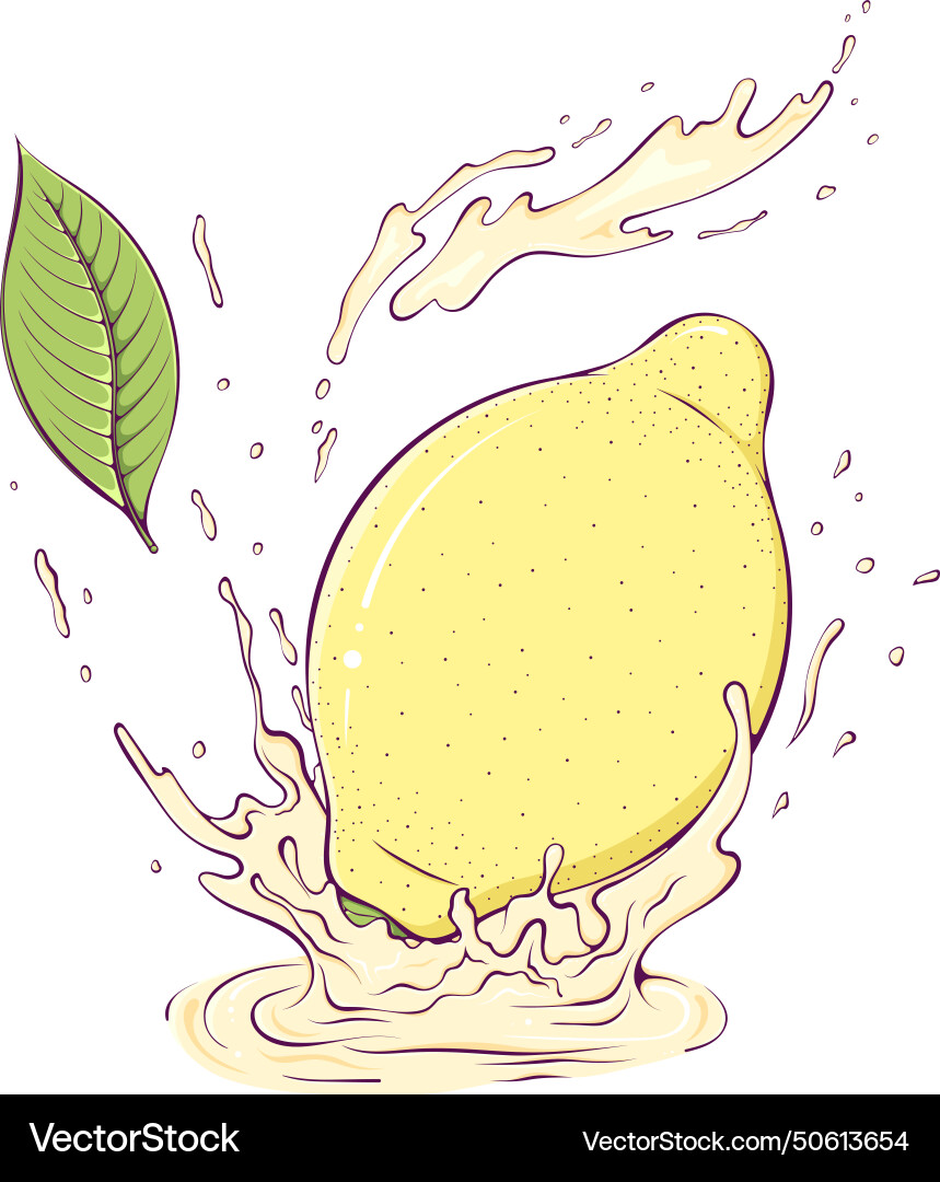 Whole lemon with splash color Royalty Free Vector Image