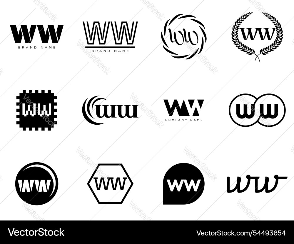 Ww logo company template letter w and logotype Vector Image