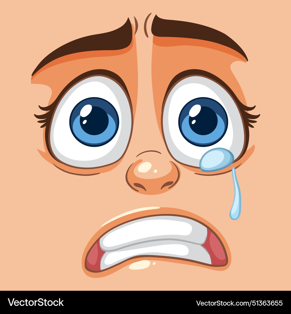 A sad crying face Royalty Free Vector Image - VectorStock